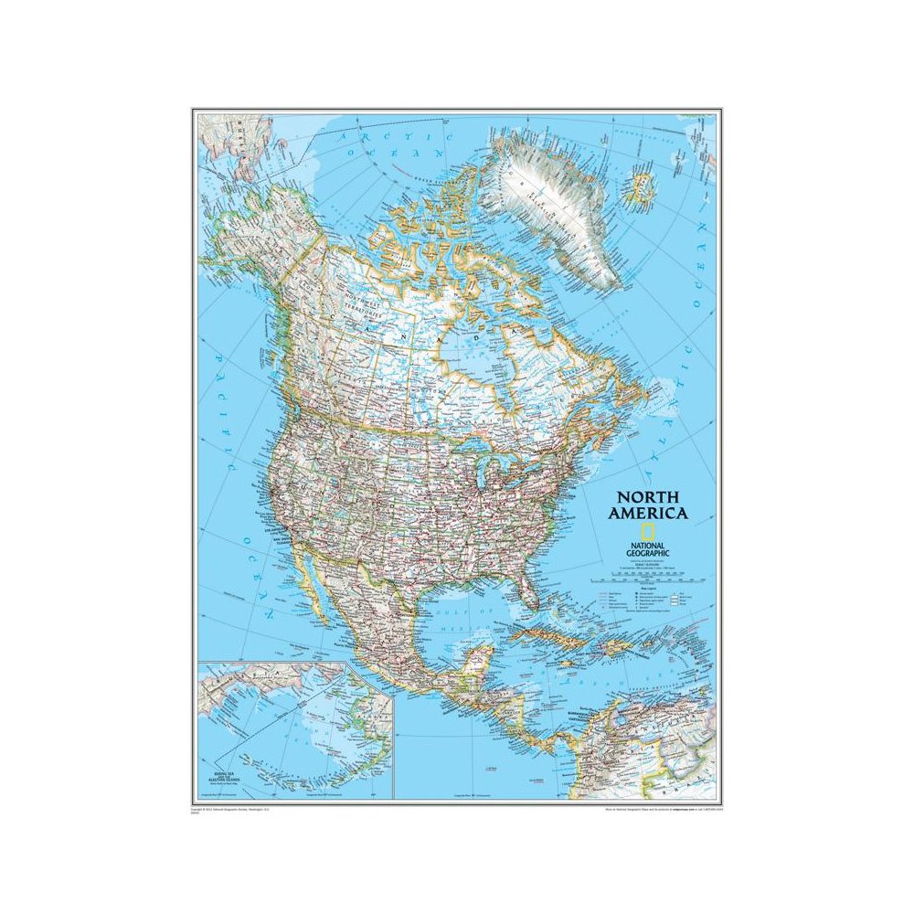 North America Wall Map 24 X 30 - NATIONAL GEOGRAPHIC MAPS – Home n Hearts