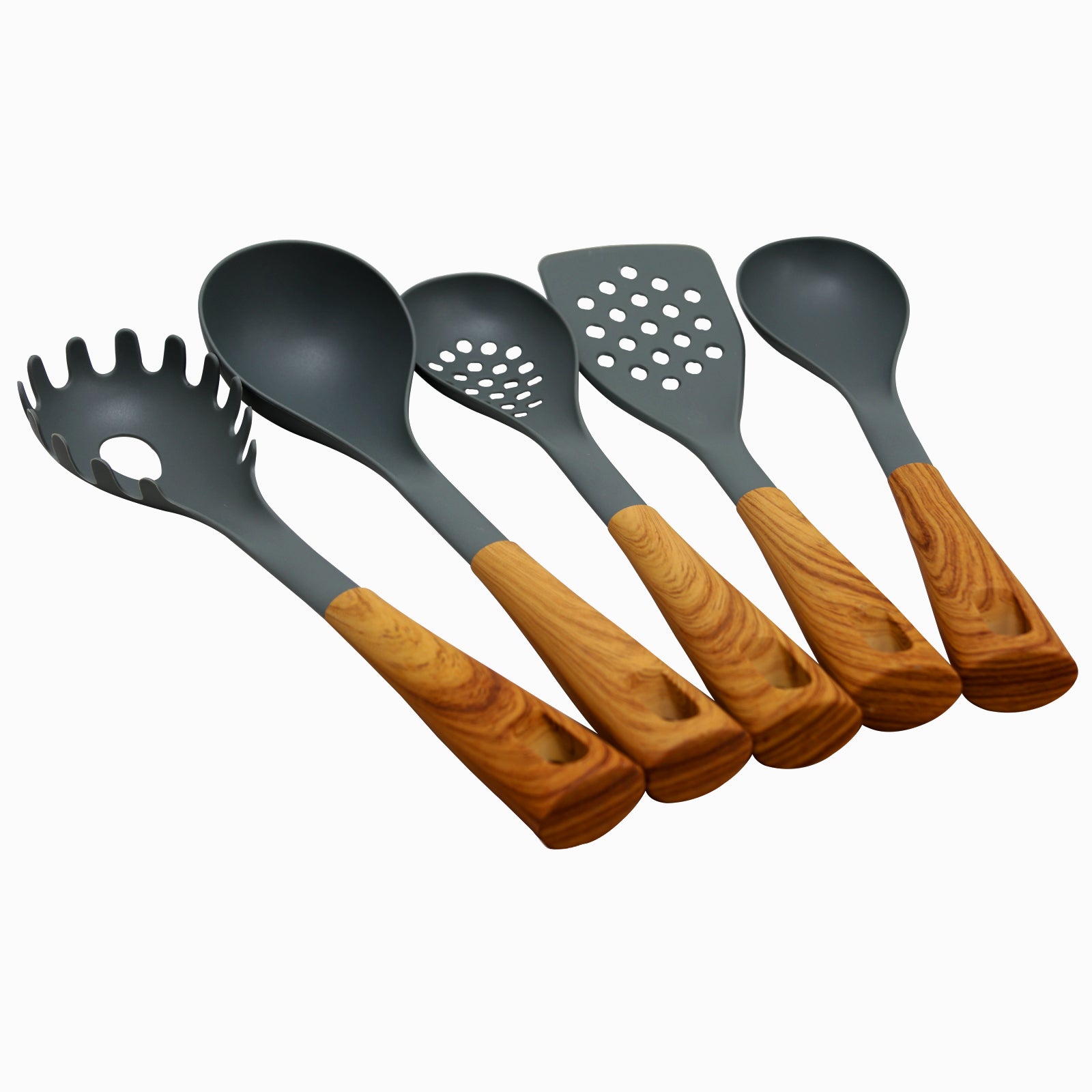 Oster Everwood Kitchen Nylon Tools Set with Wood Inspired Handles, Set ...
