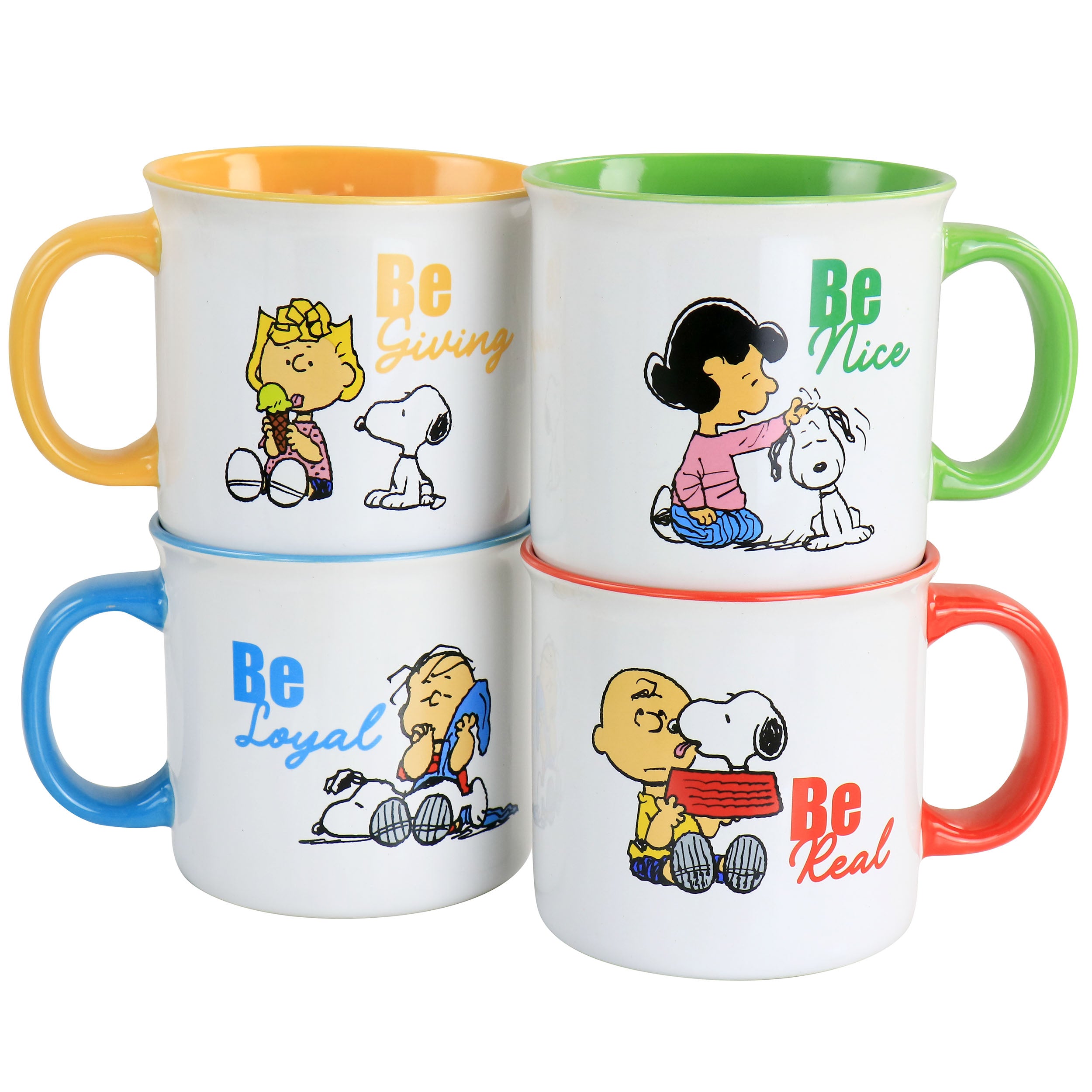 Peanuts Gentle Reminders Stoneware 4 Piece 21oz Mug Set in Assorted De ...