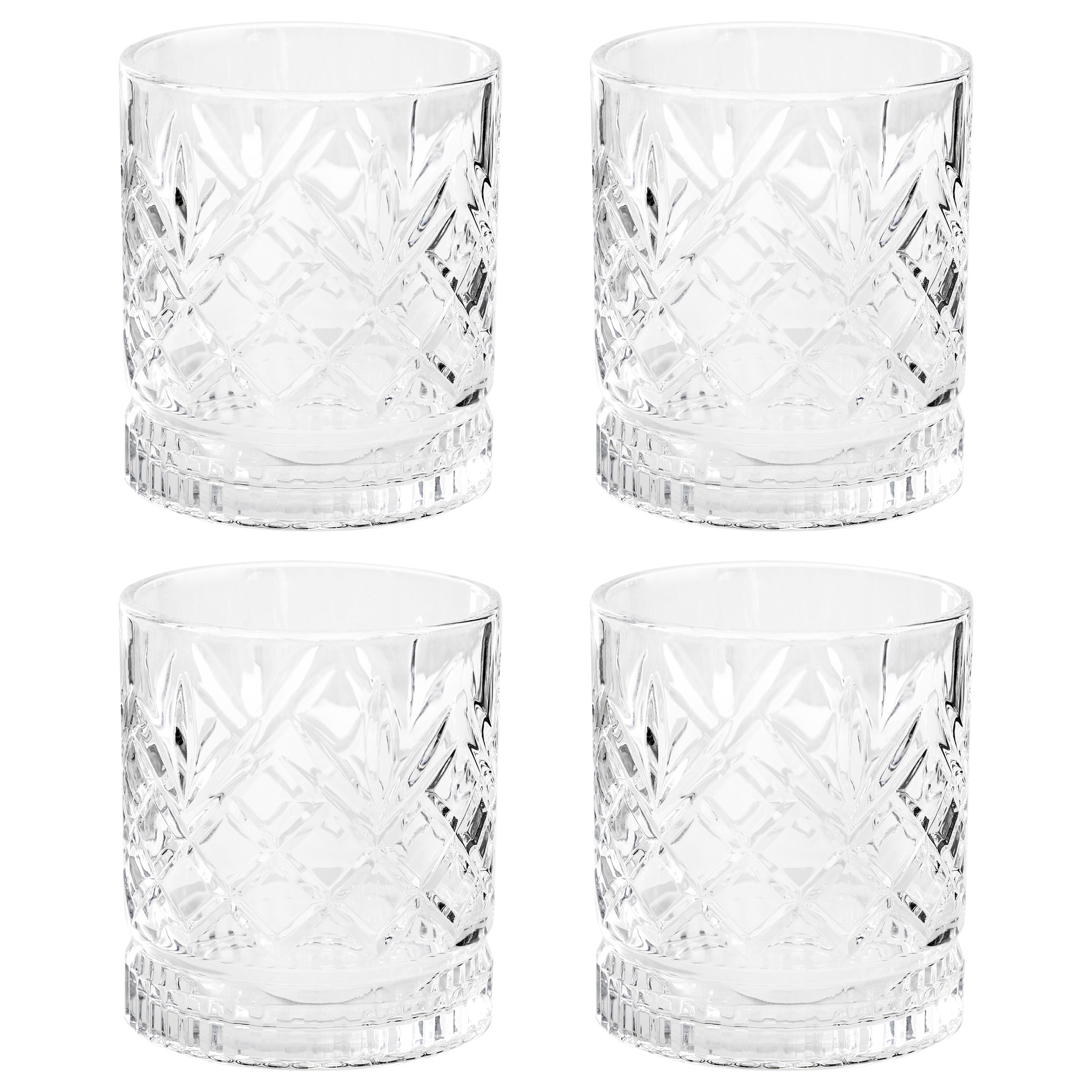 Gibson Home 4 Piece 13 Ounce Diamond Embossed Double Old Fashioned Gla ...