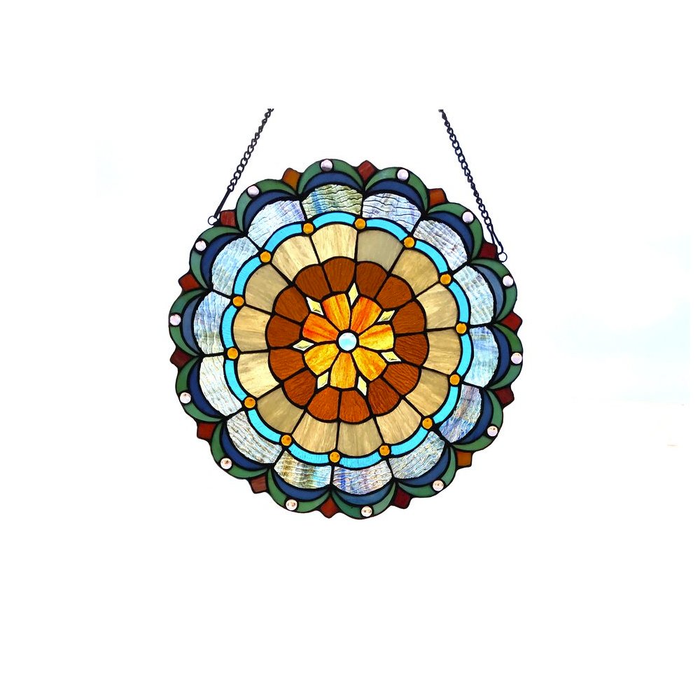 MINERVA Tiffany-glass Circus Tent 18'' Round Window Panel - CHLOE Ligh ...