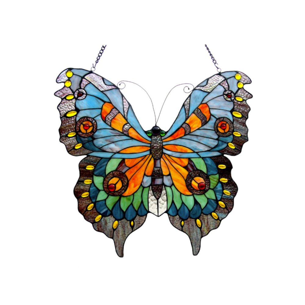 MARIPOSA Tiffany-glass Butterfly Window Panel 21x20 - CHLOE Lighting ...
