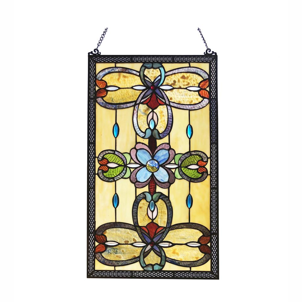 CHLOE Lighting JENICE Tiffany-Style Victorian Stained-Glass Window Pan ...