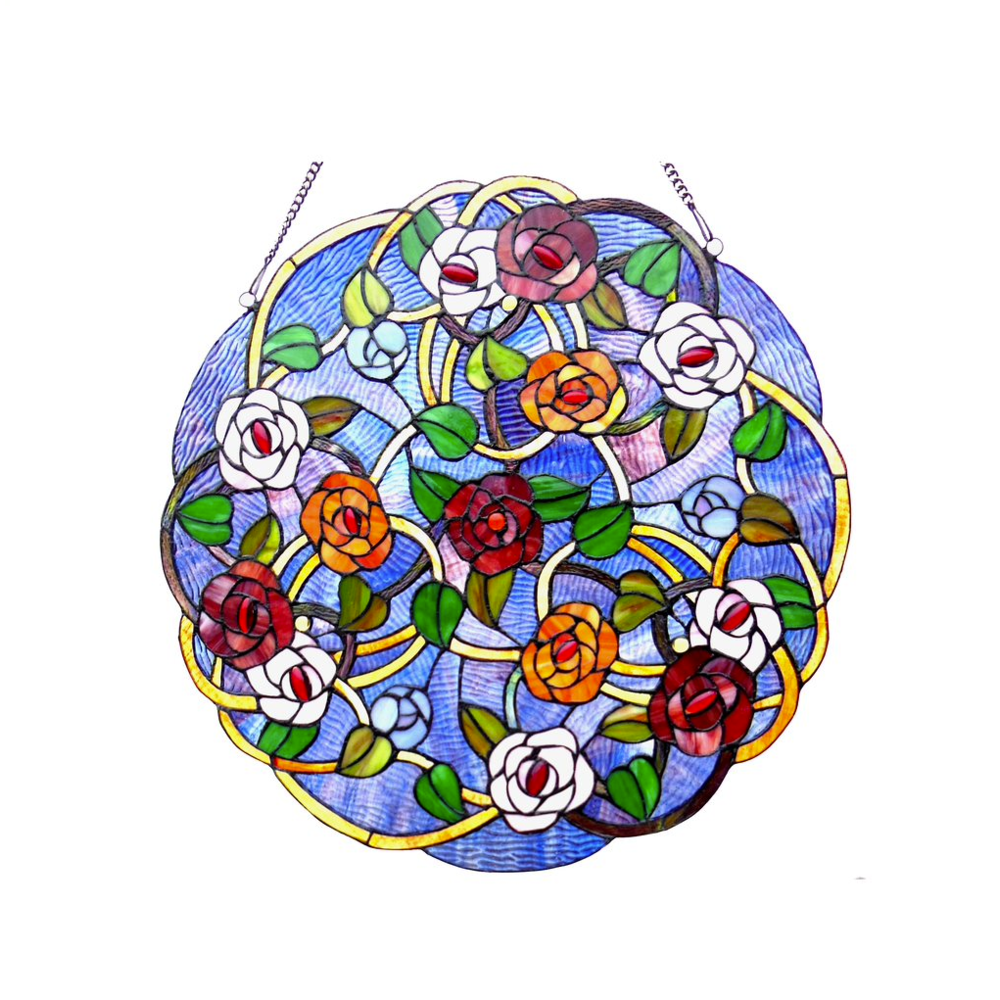 SHREVEPORT Tiffany-glass Roses Window Panel 24'' - CHLOE Lighting ...