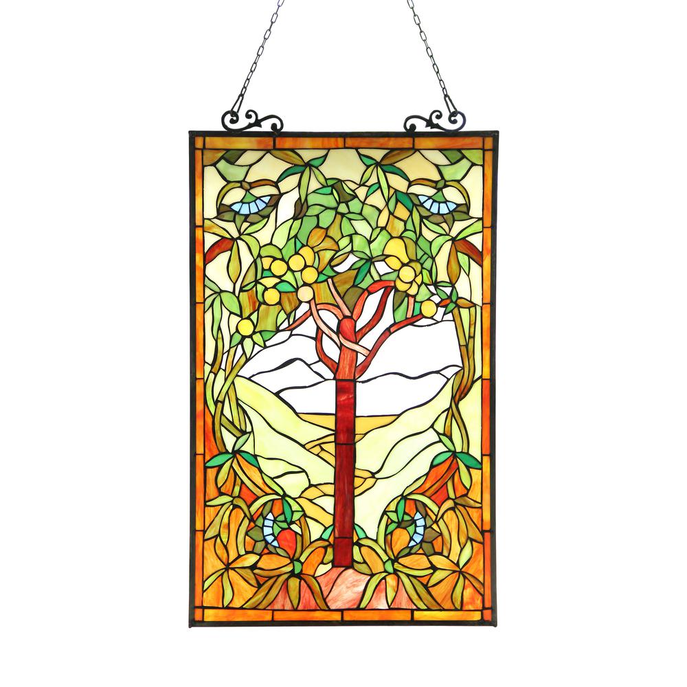 OLEA Tiffany-glass ''Fruits of Life'' Window Panel 20x32 - CHLOE Light ...