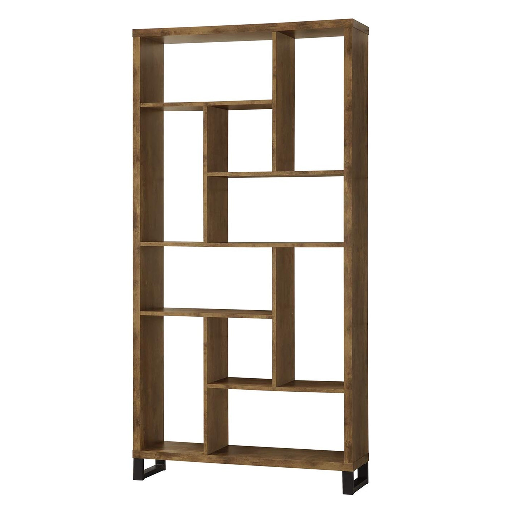 Metal and Wood Modern Style Bookcase with Multiple Shelves Brown BM159 ...