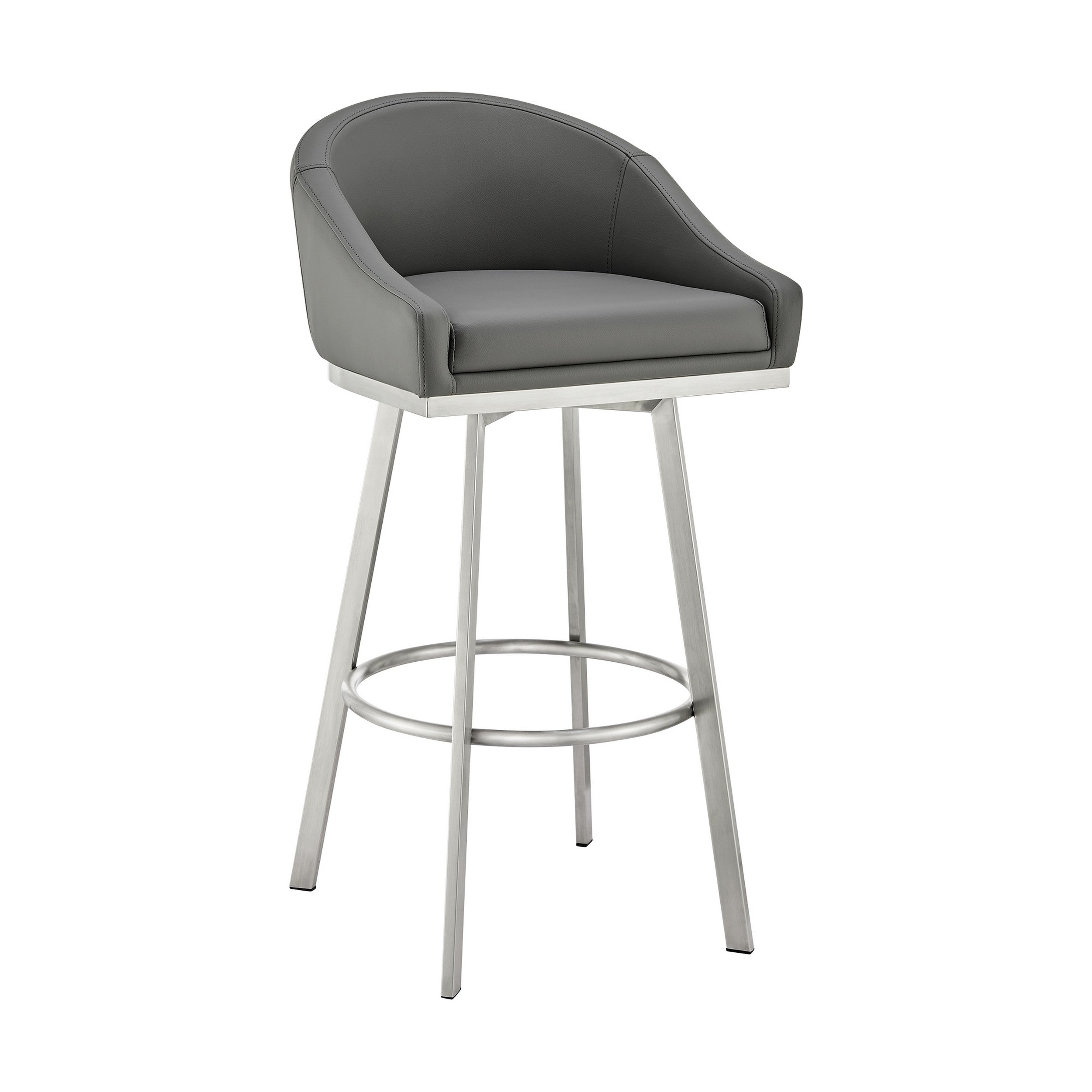 Sheryl 26 Inch Swivel Counter Stool Chair Low Back Gray Faux Leather B ...