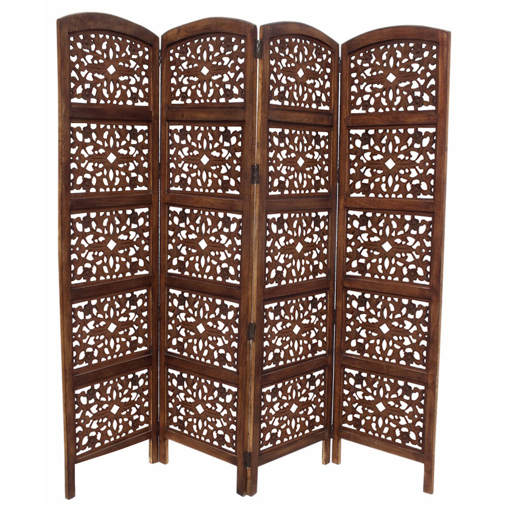 The Urban Port Handmade Foldable 4 Panel Wooden Partition Screen Room ...