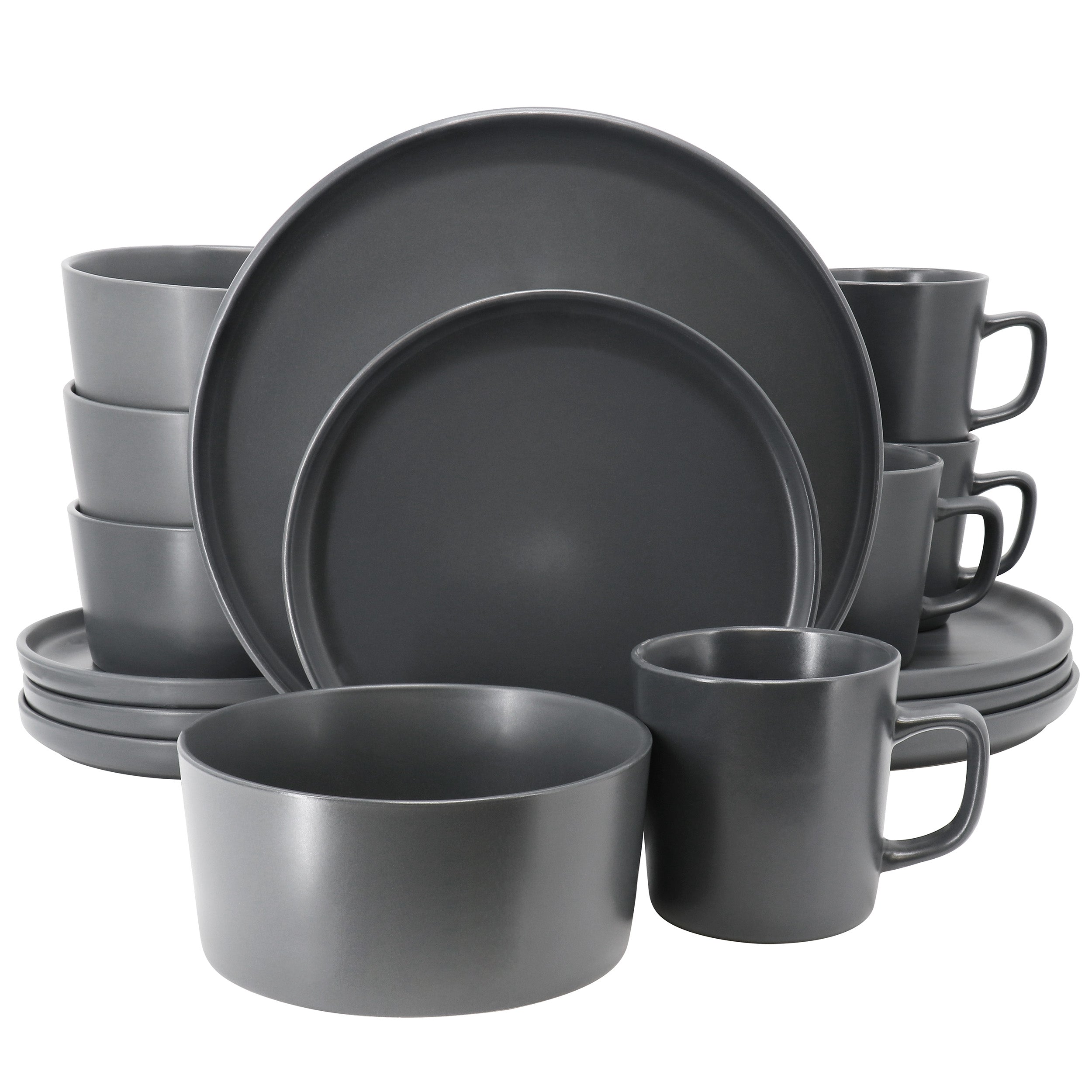 Elama Luxmatte Dark Grey 16 Piece Dinnerware Set – Home n Hearts